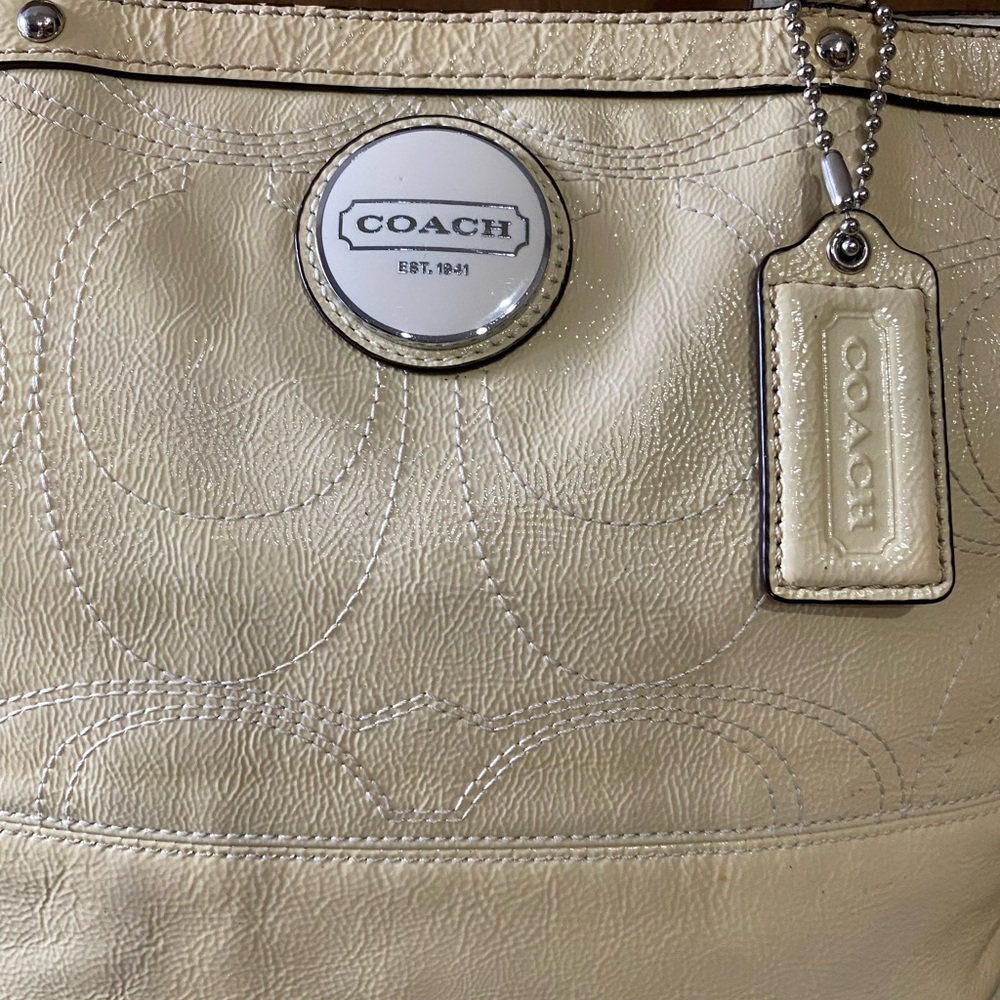 Coach Signature Patent Leather Tote Bag - Gem